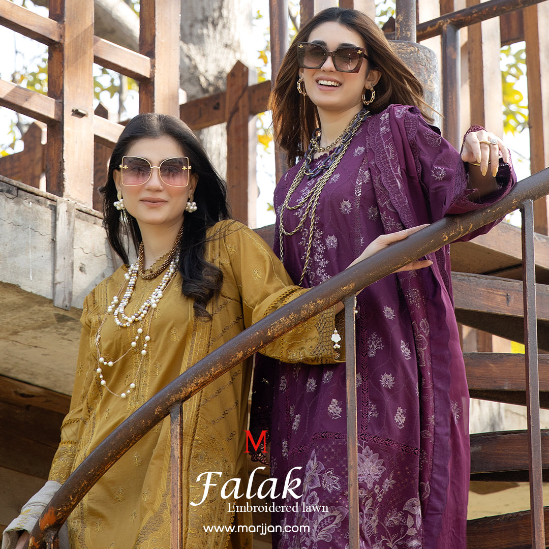 FALAK EMBROIDERED LAWN | Affordable Embroidered Lawn | Marjjan